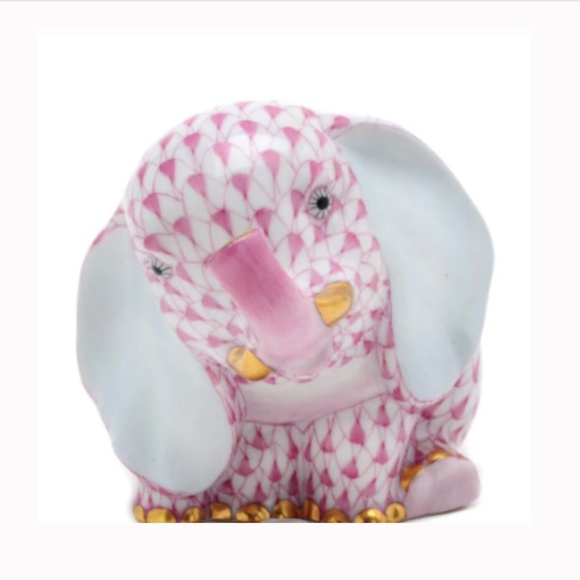 Herend | Accents | O6vintage Herend Raspberry Fishnet Baby Elephant ...